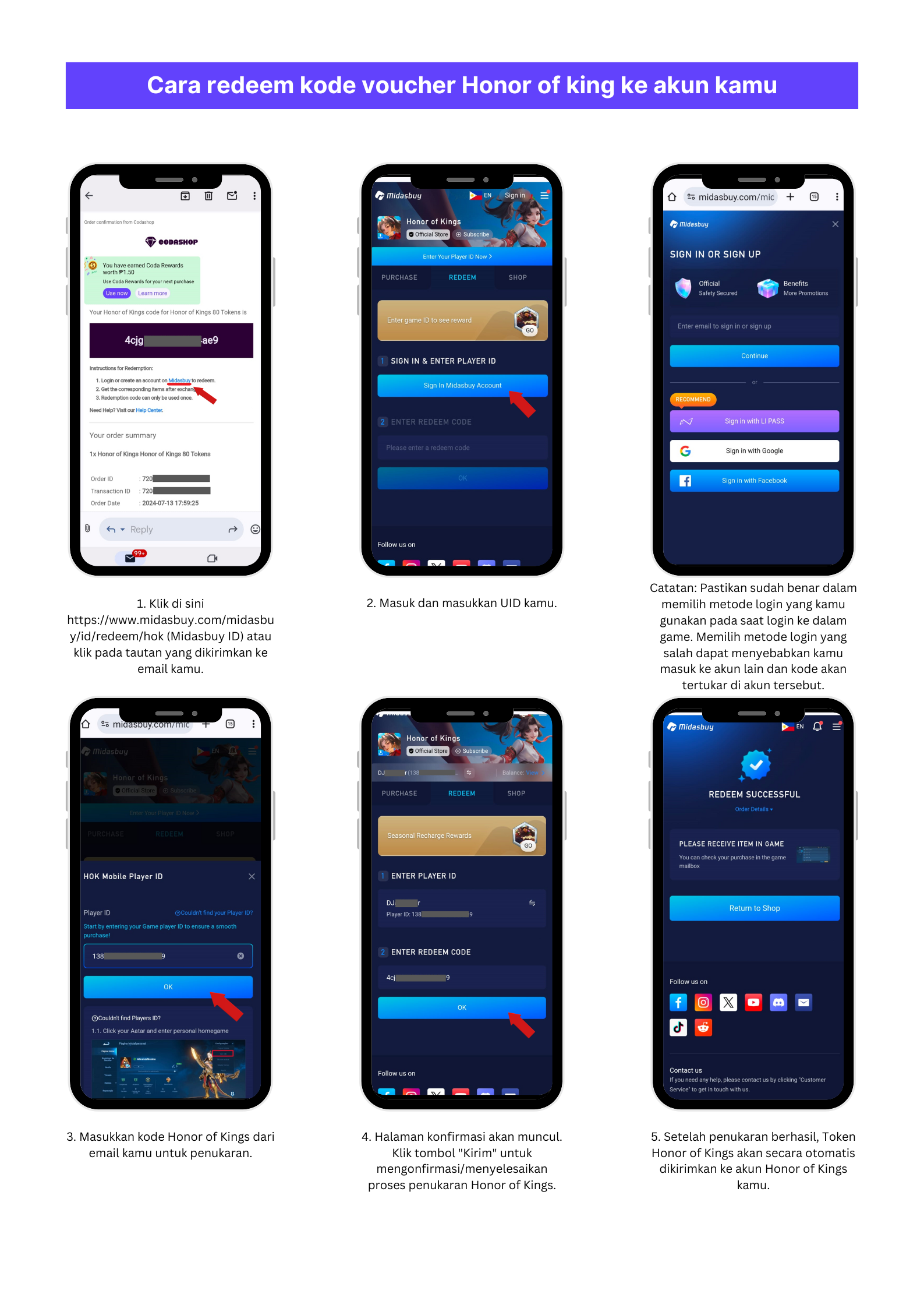 Cara redeem kode voucher Honor of king ke akun kamu – Codashop Indonesia