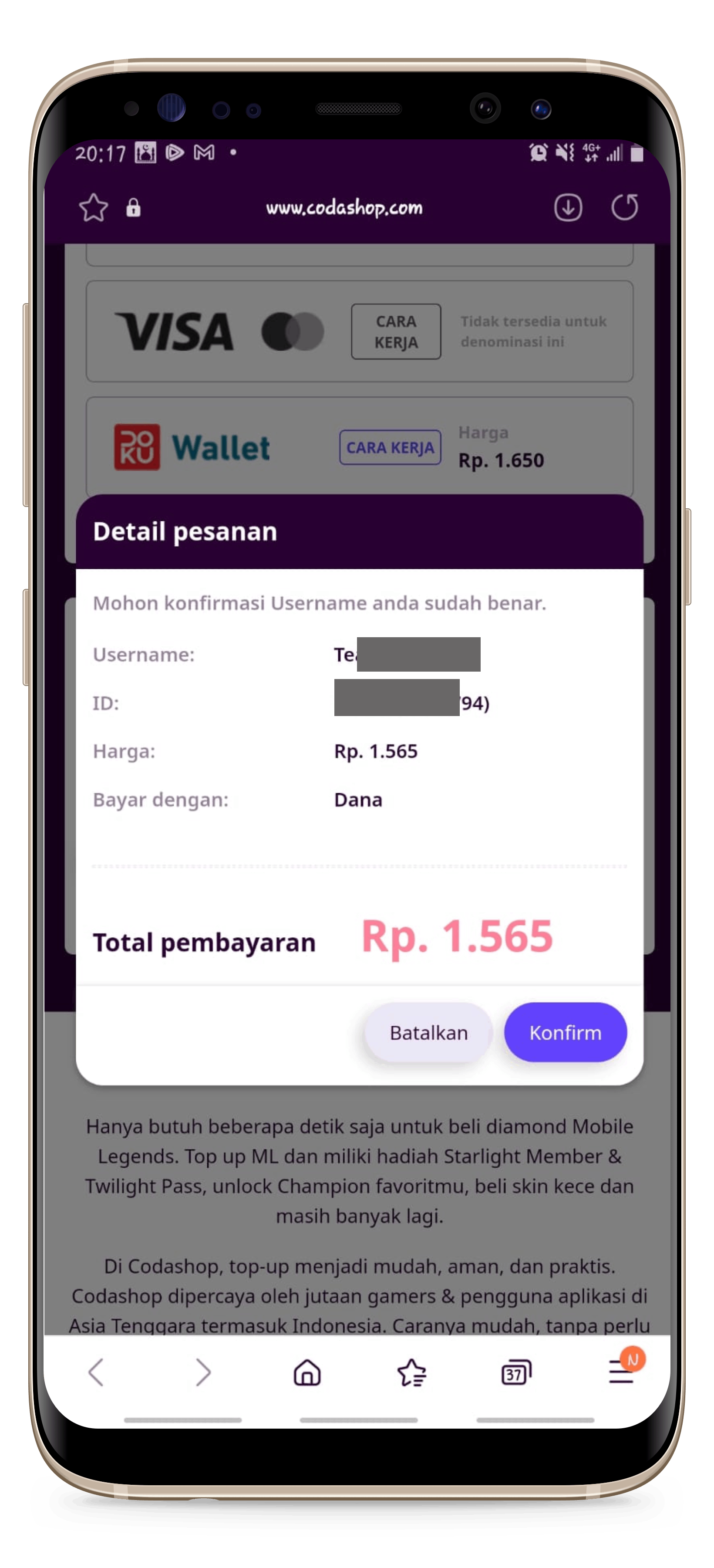 Cara Melakukan Pembayaran dengan Saldo DANA – Codashop Indonesia