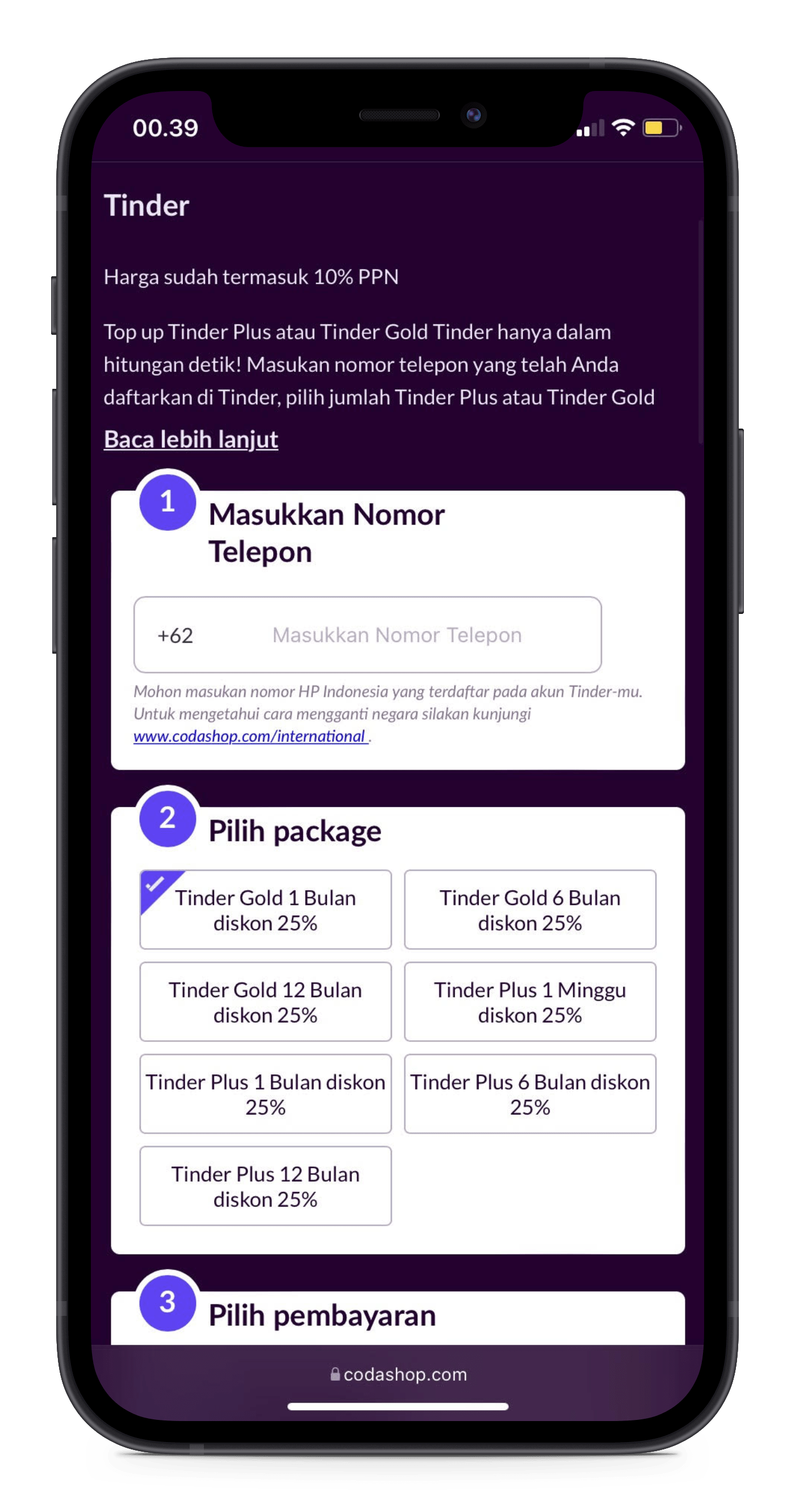 Panduan Pembelian Voucher Tinder – Codashop Indonesia