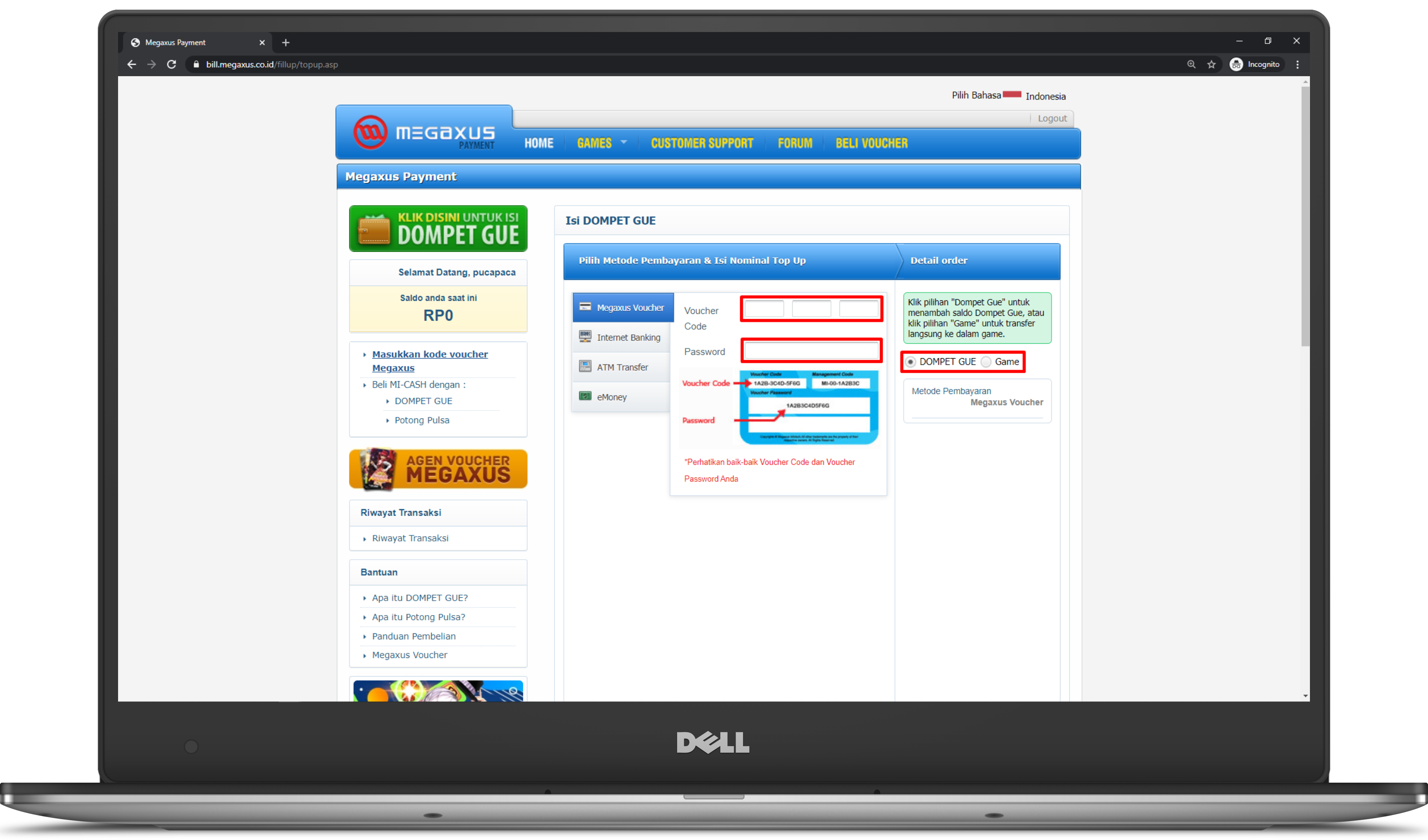 Cara Redeem Kode Voucher Megaxus Mi-Cash – Codashop Indonesia