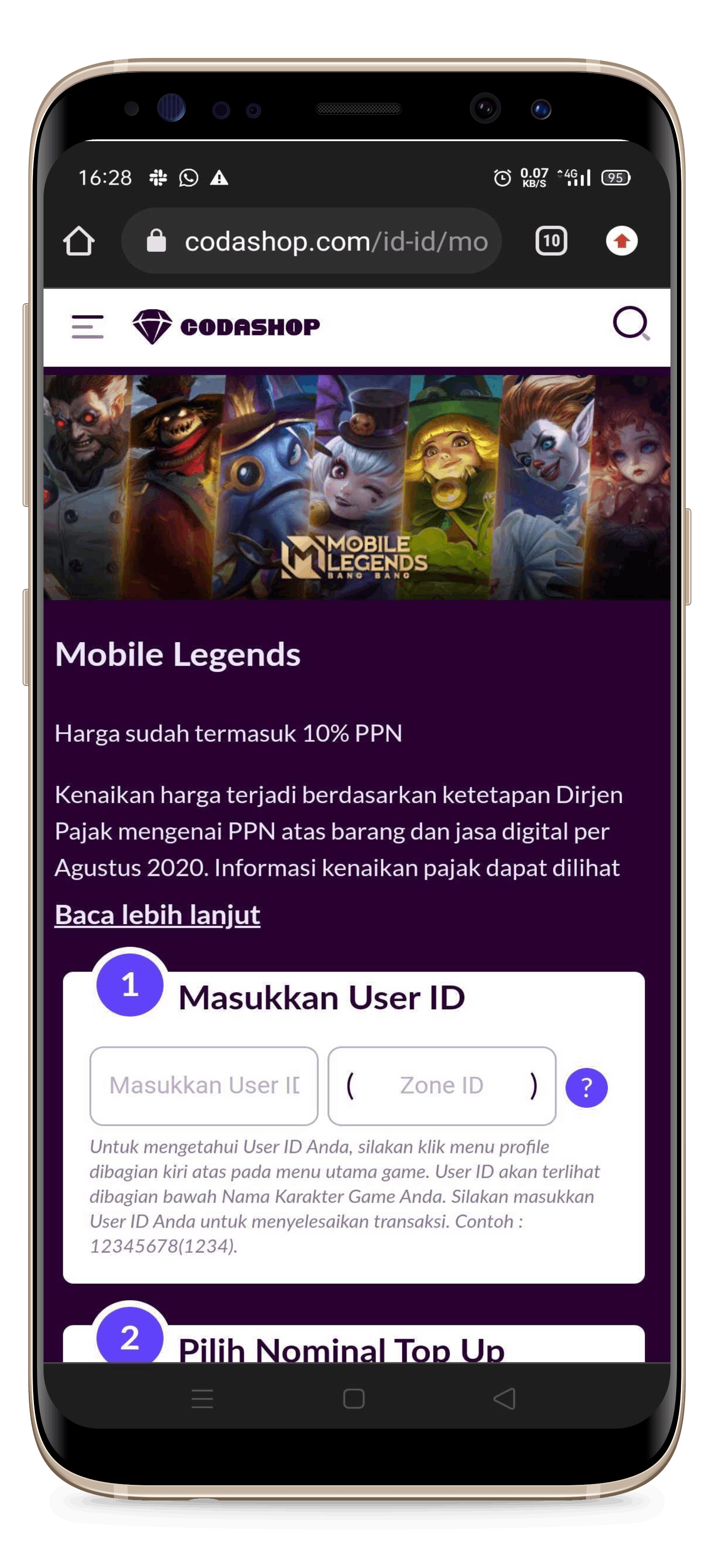 Cara Membeli Diamonds Mobile Legend – Codashop Indonesia