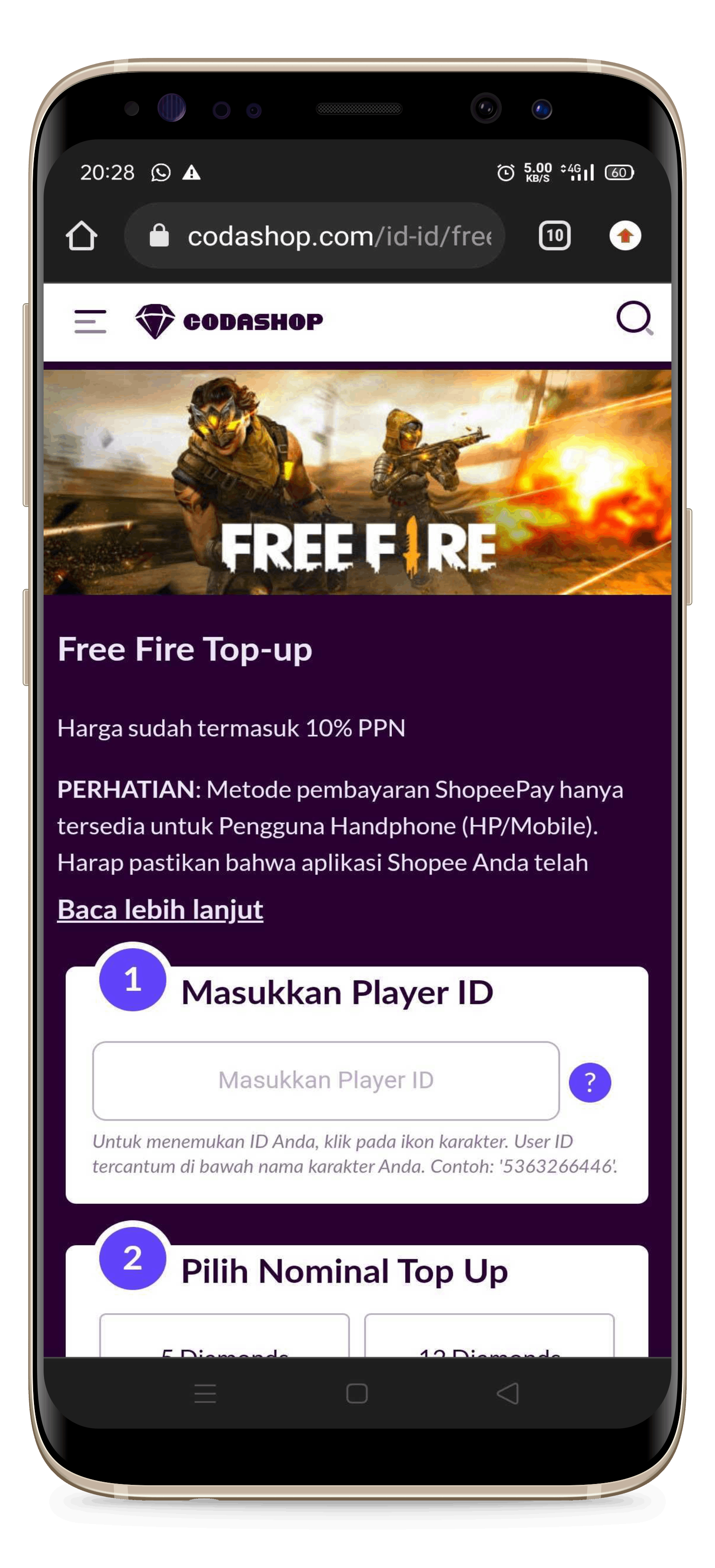 Cara Top Up Free Fire di Codashop – Codashop Indonesia